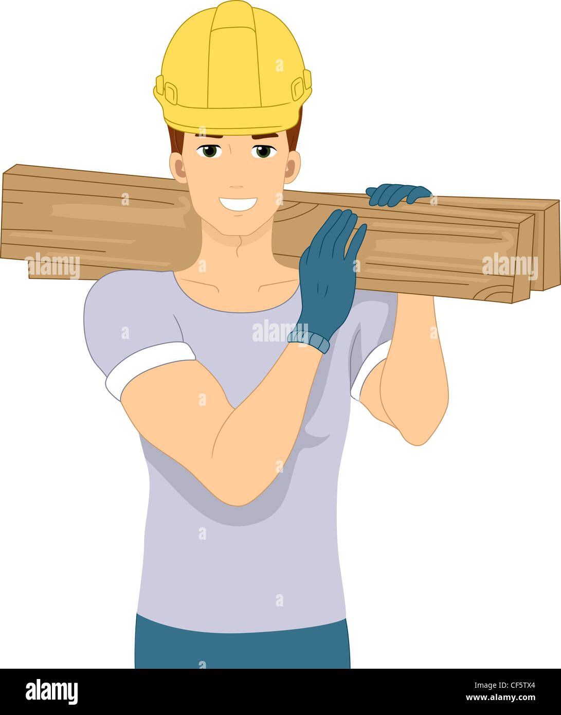 Illustration of a Man Doing Construction Work Stock Photo - Alamy