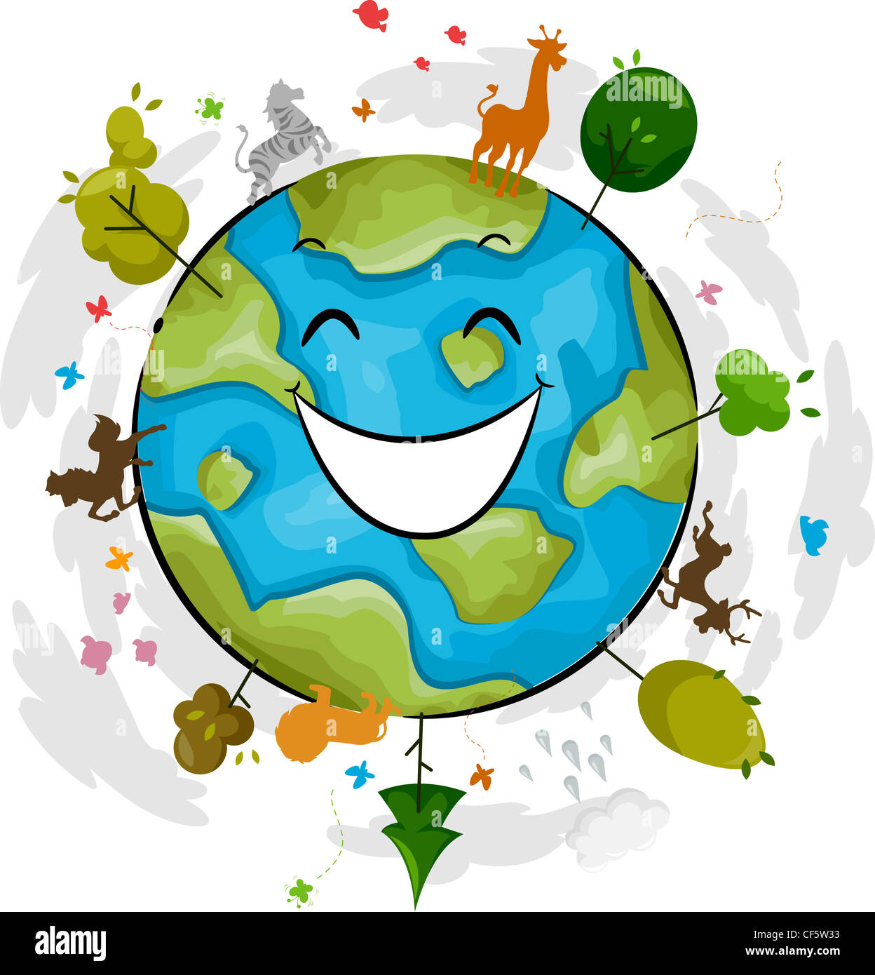 Illustration of a Happy Earth Mascot Stock Photo - Alamy
