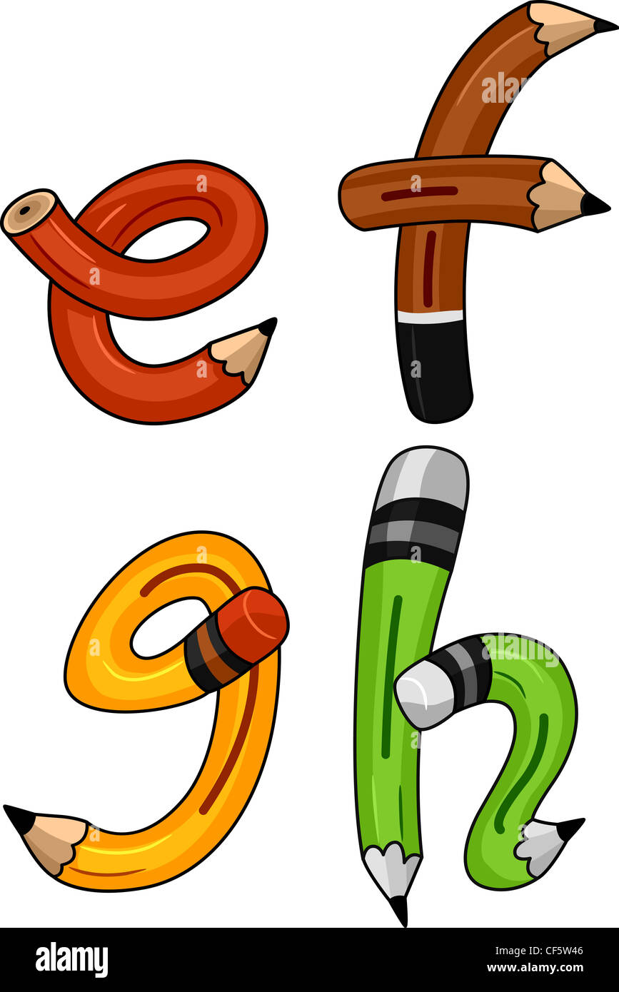 Illustration of Pencils Shaped Like Letters of the Alphabet Stock Photo ...