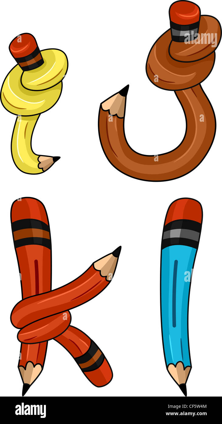 Illustration of Pencils Shaped Like Letters of the Alphabet Stock Photo ...