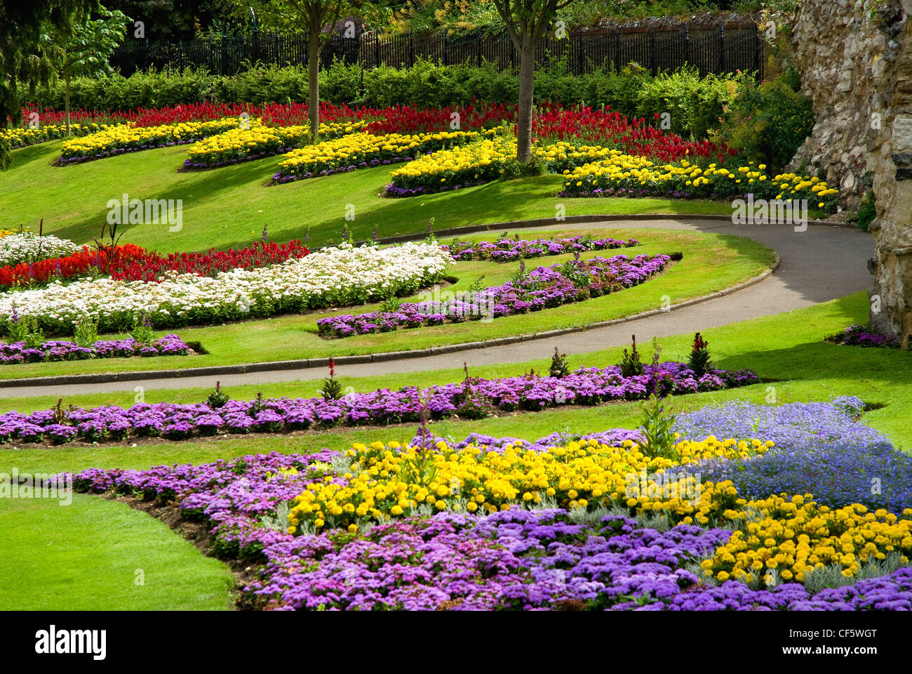 Stunning floral displays in the grounds of Guildford Castle Stock Photo ...