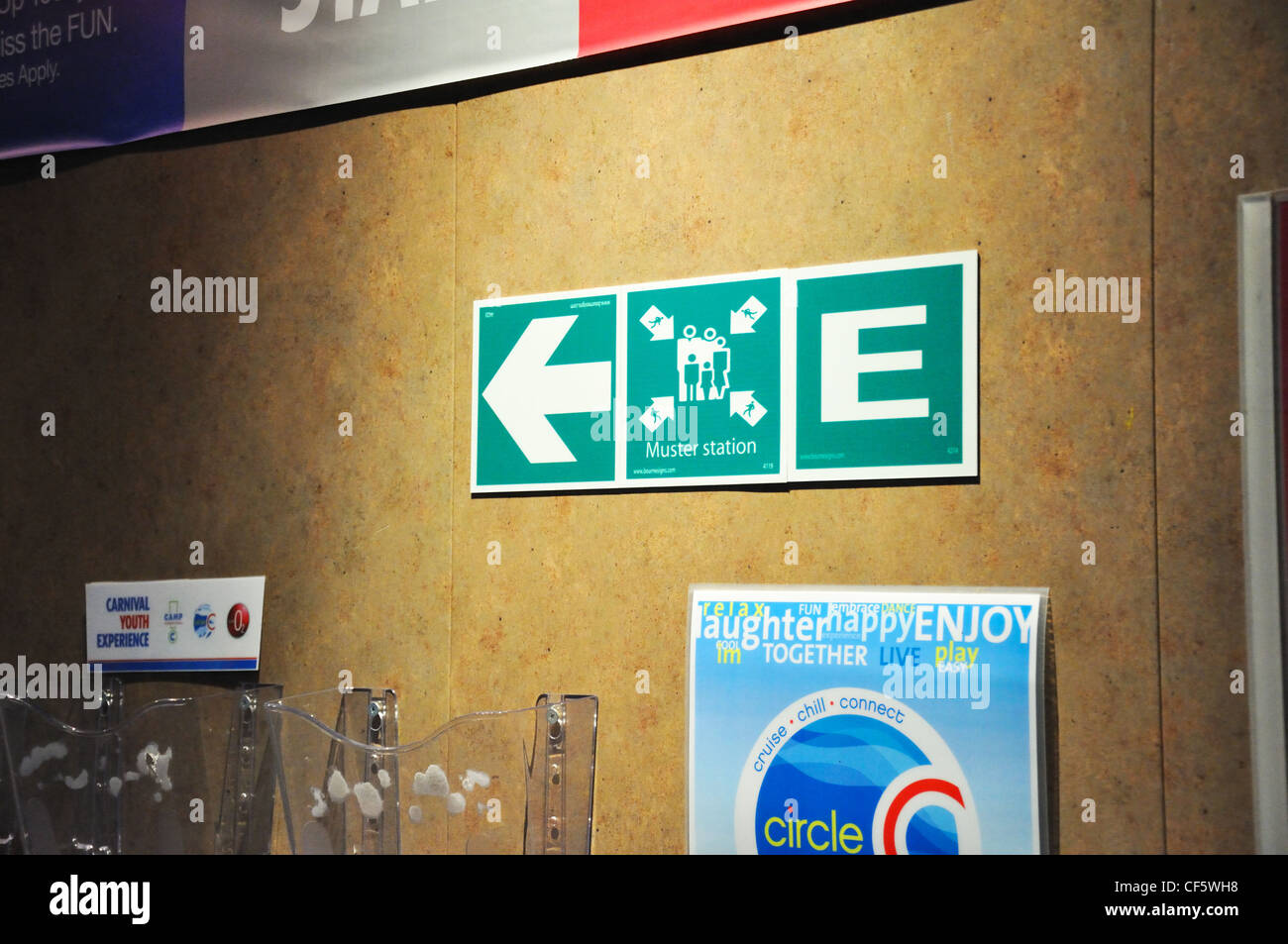 Cruise ship emergency evacuation sign Stock Photo - Alamy