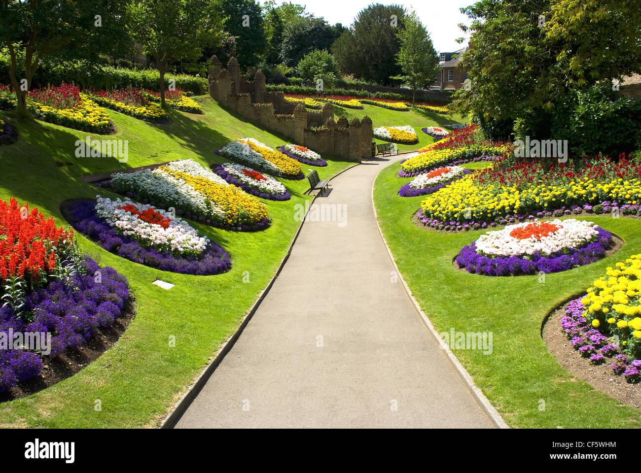 Stunning floral displays in the grounds of Guildford Castle Stock Photo ...