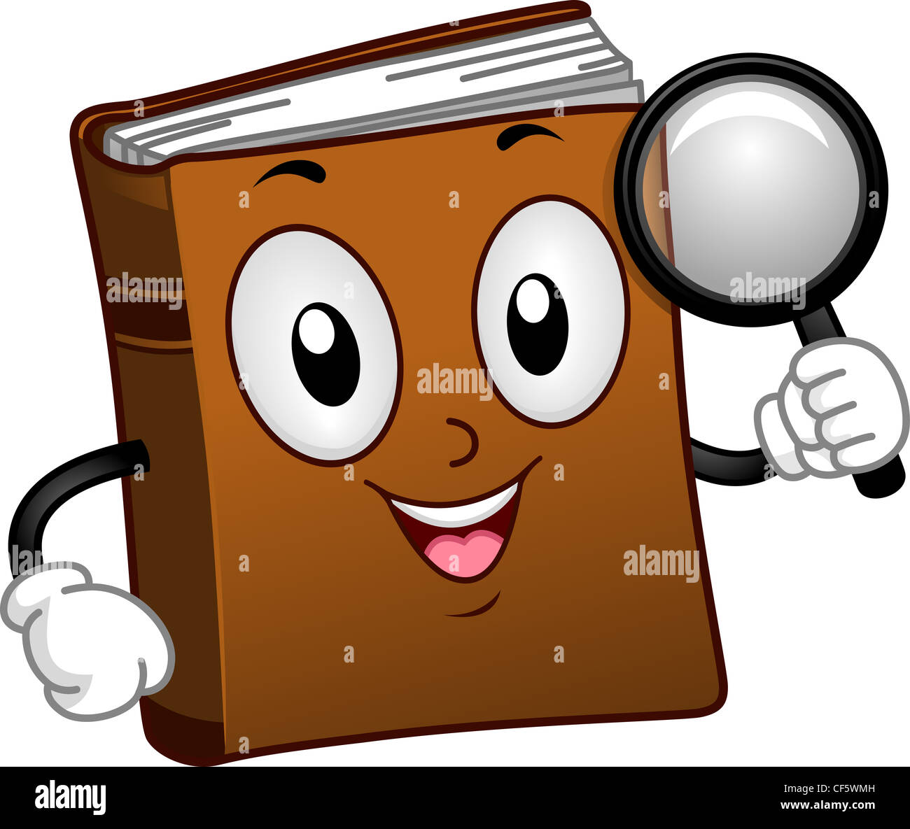 Illustration of a Book Mascot Holding a Magnifying Glass Stock Photo ...