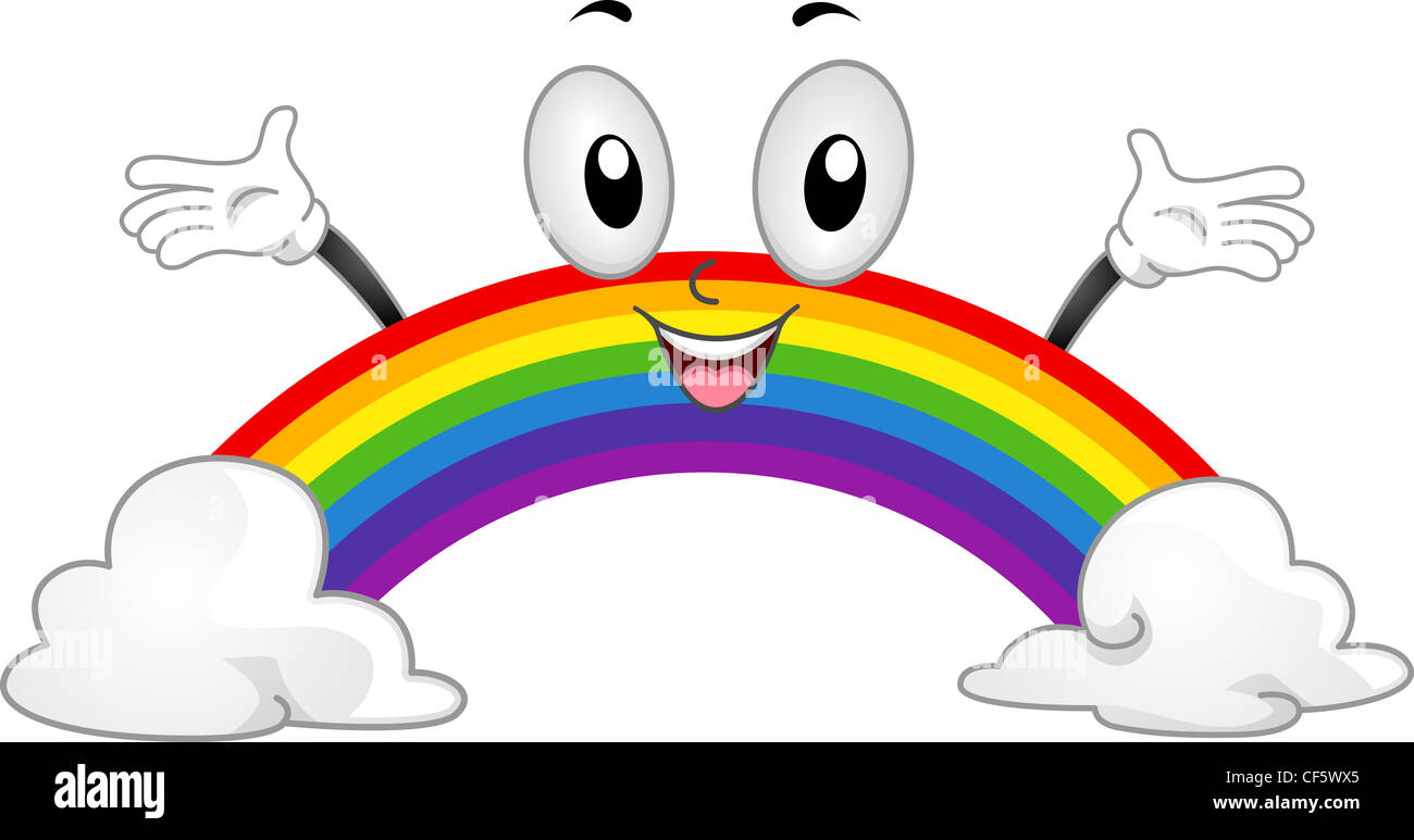 Illustration of a Happy Rainbow Mascot Stock Photo - Alamy