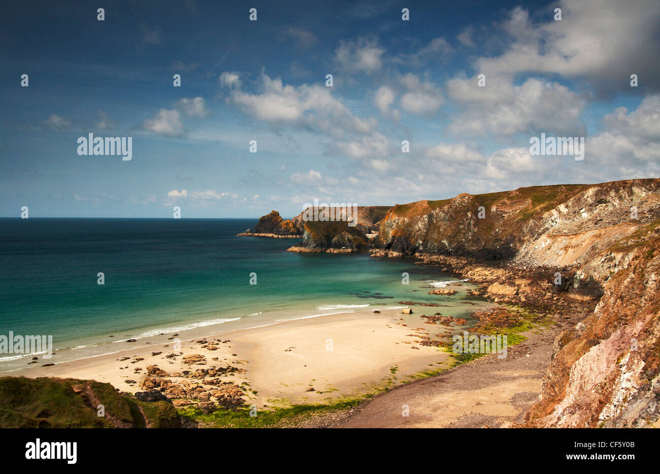 A deserted beach at Lizard Point on the Cornish coastline Stock Photo ...