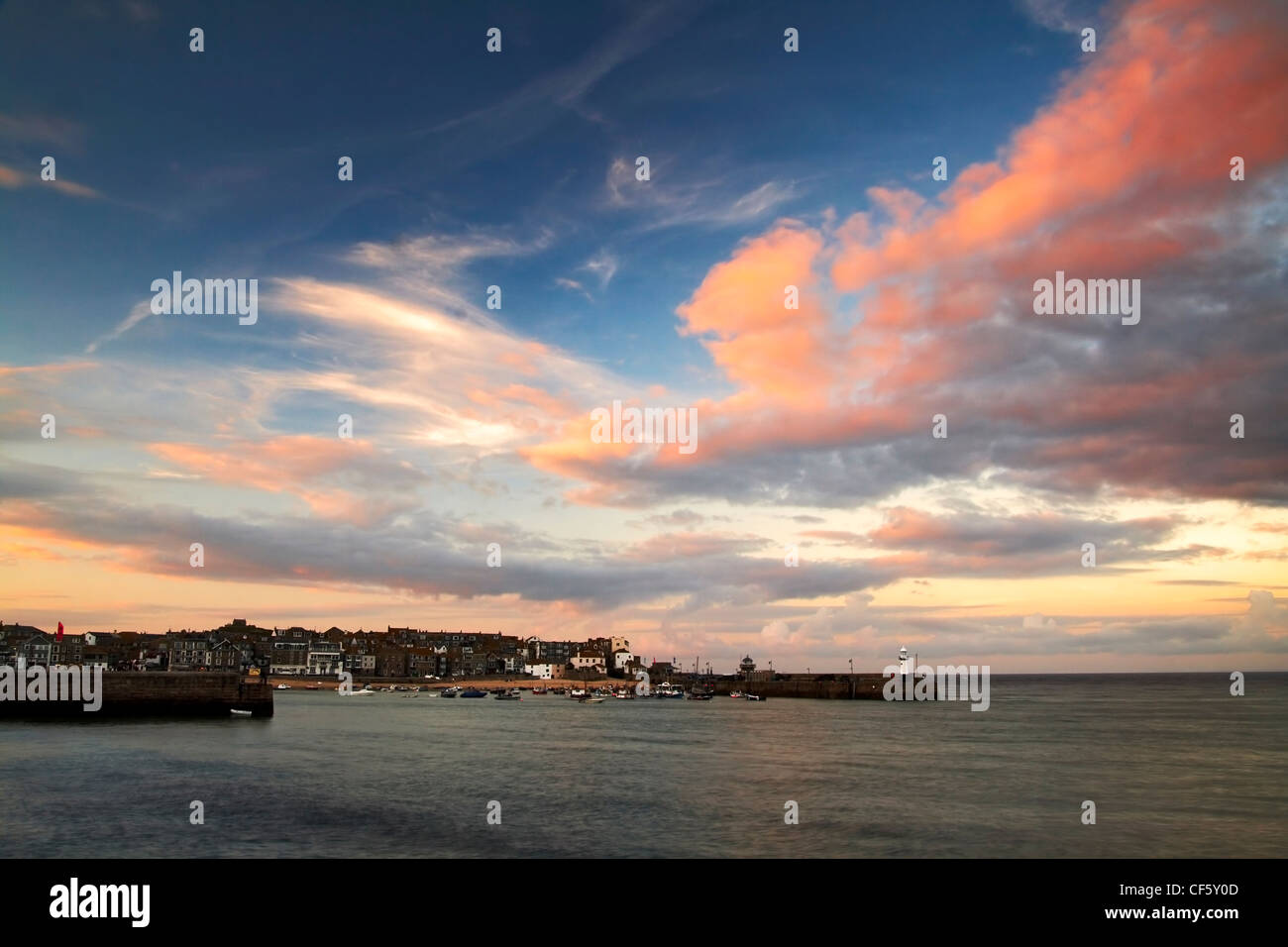 Sunset clouds above St Ives harbour in Cornwall Stock Photo - Alamy