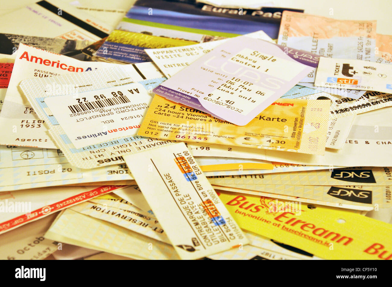 Collection of tickets from European trip: transportation, museums, etc ...