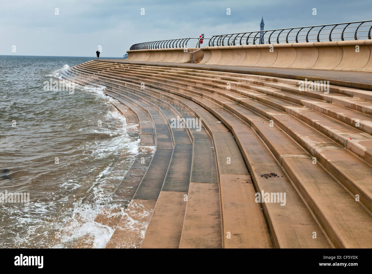 New sea defences on on the seafront at Blackpool Stock Photo - Alamy