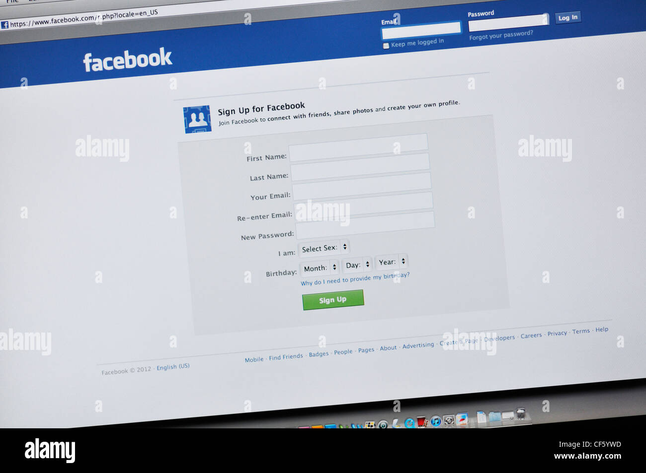Facebook Sign Up website Stock Photo - Alamy