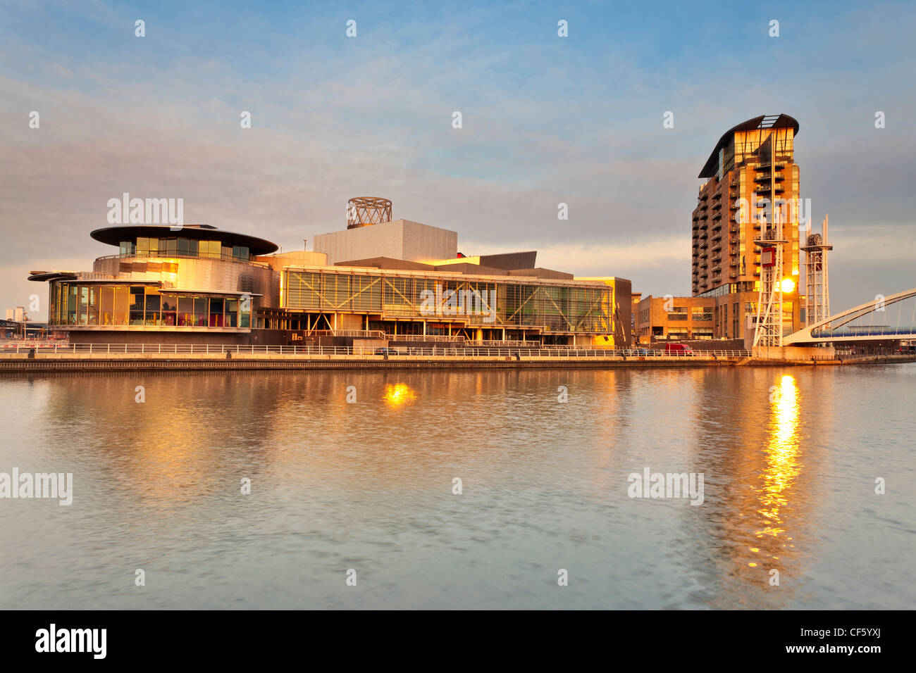 The Lowry at the heart of the redeveloped Salford Quays in Greater ...
