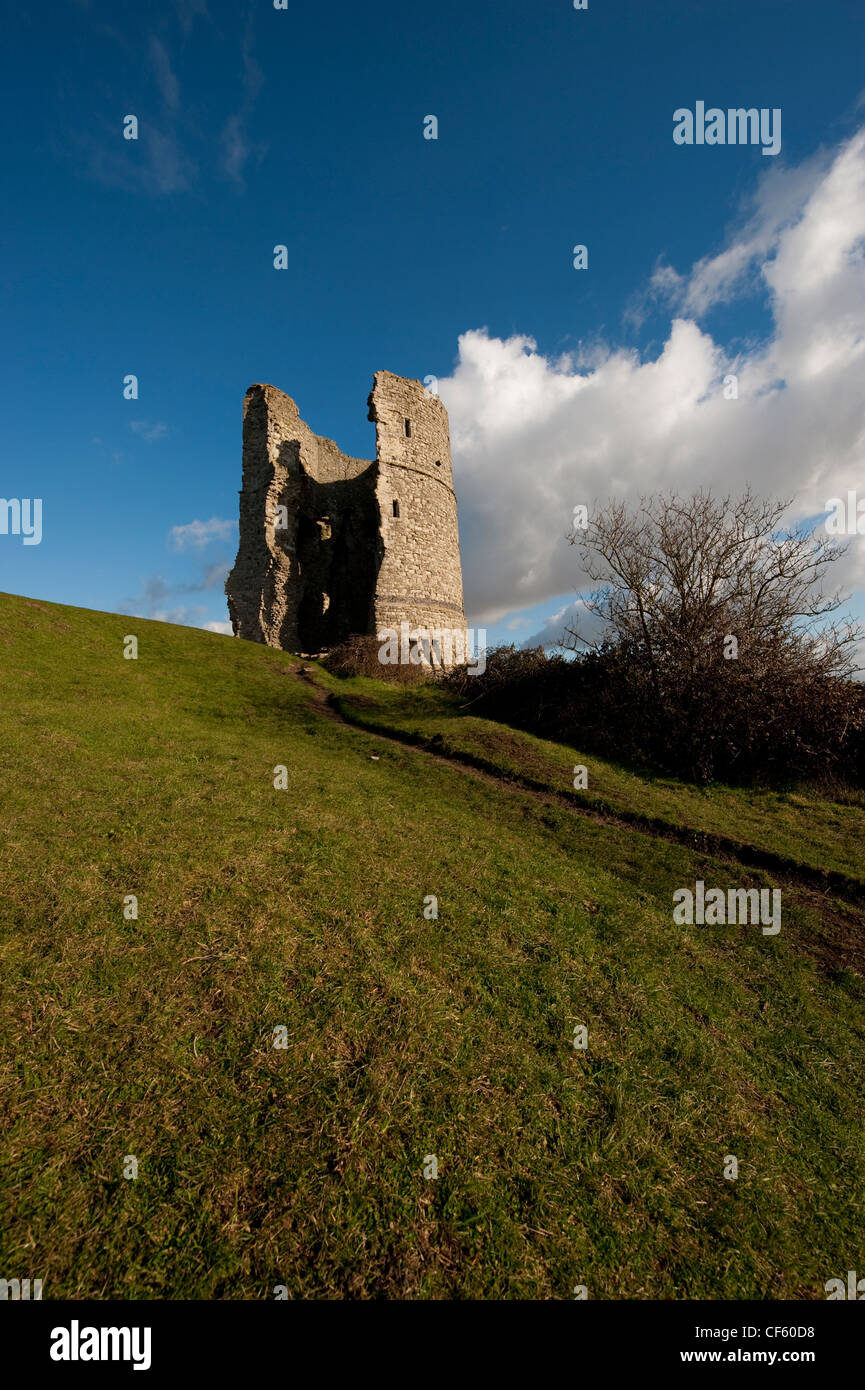 The remains of a circular tower, part of the ruins of Hadleigh Castle ...