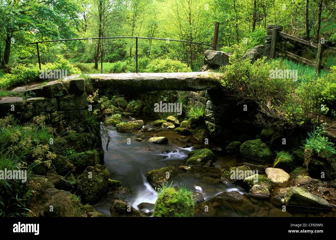 Old stone slab bridge at Jumble Hole. The area of Jumble Hole is a ...