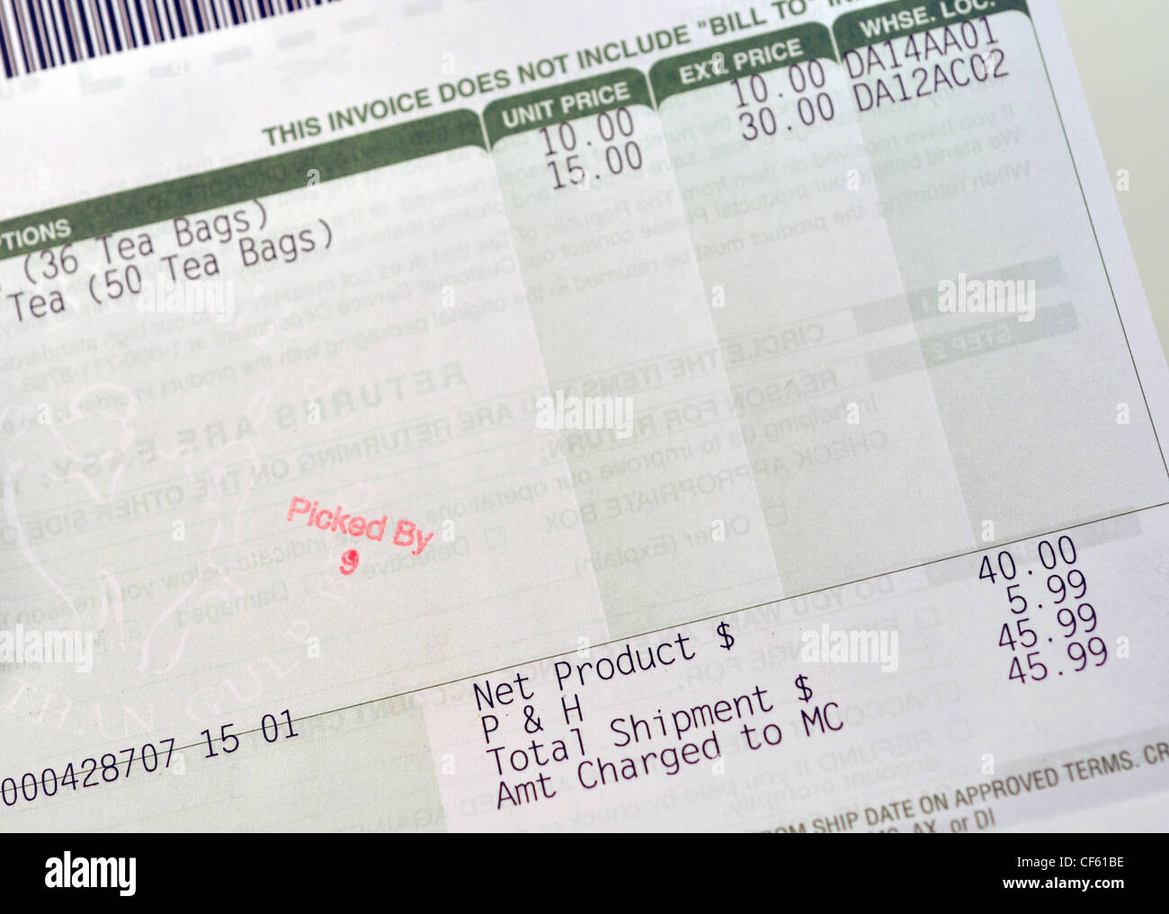 Invoice in us hi-res stock photography and images - Alamy