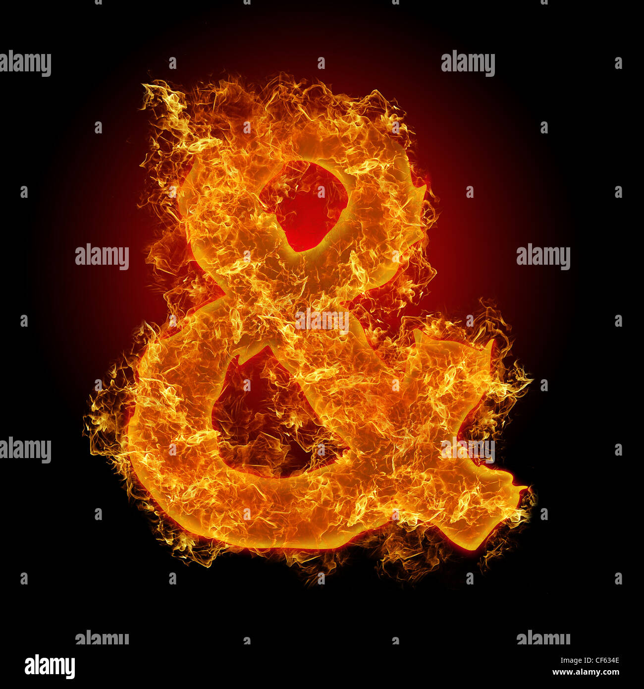Fire sign AND on a black background Stock Photo - Alamy