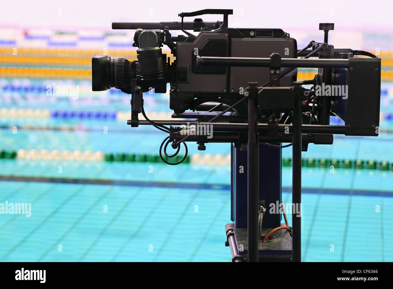 Professional camera for survey of video in swimming pool in sporting ...