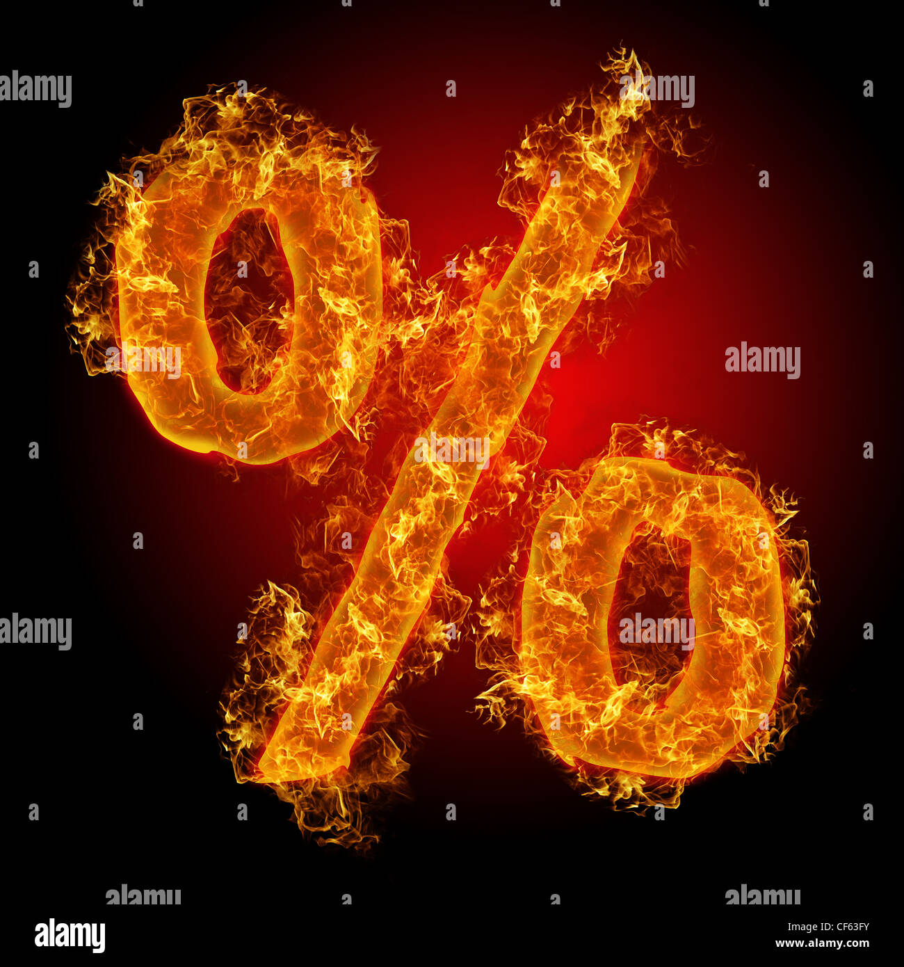Fire sign Percent on a black background Stock Photo - Alamy