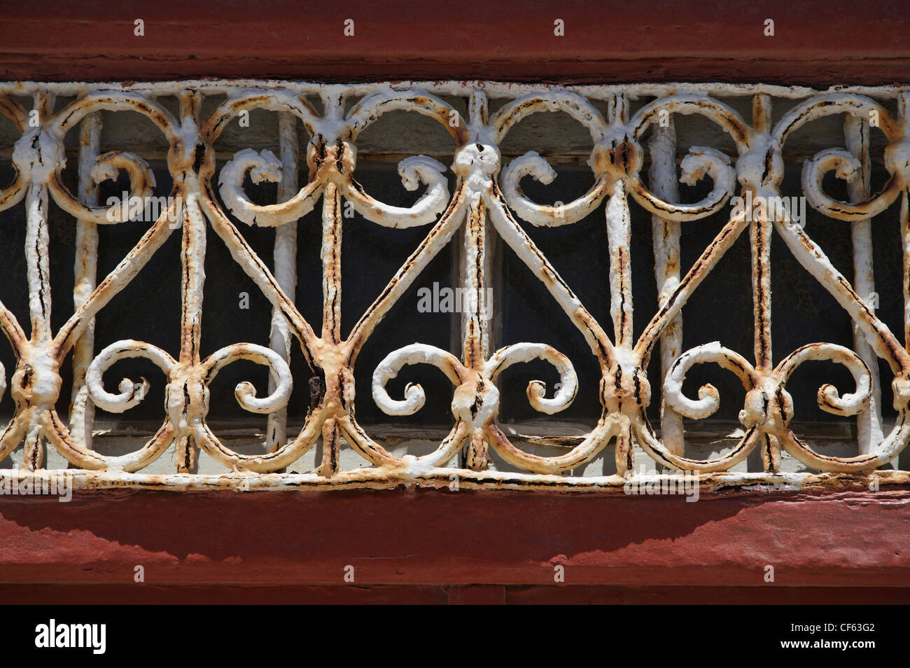 Rusty metal window grill Stock Photo - Alamy