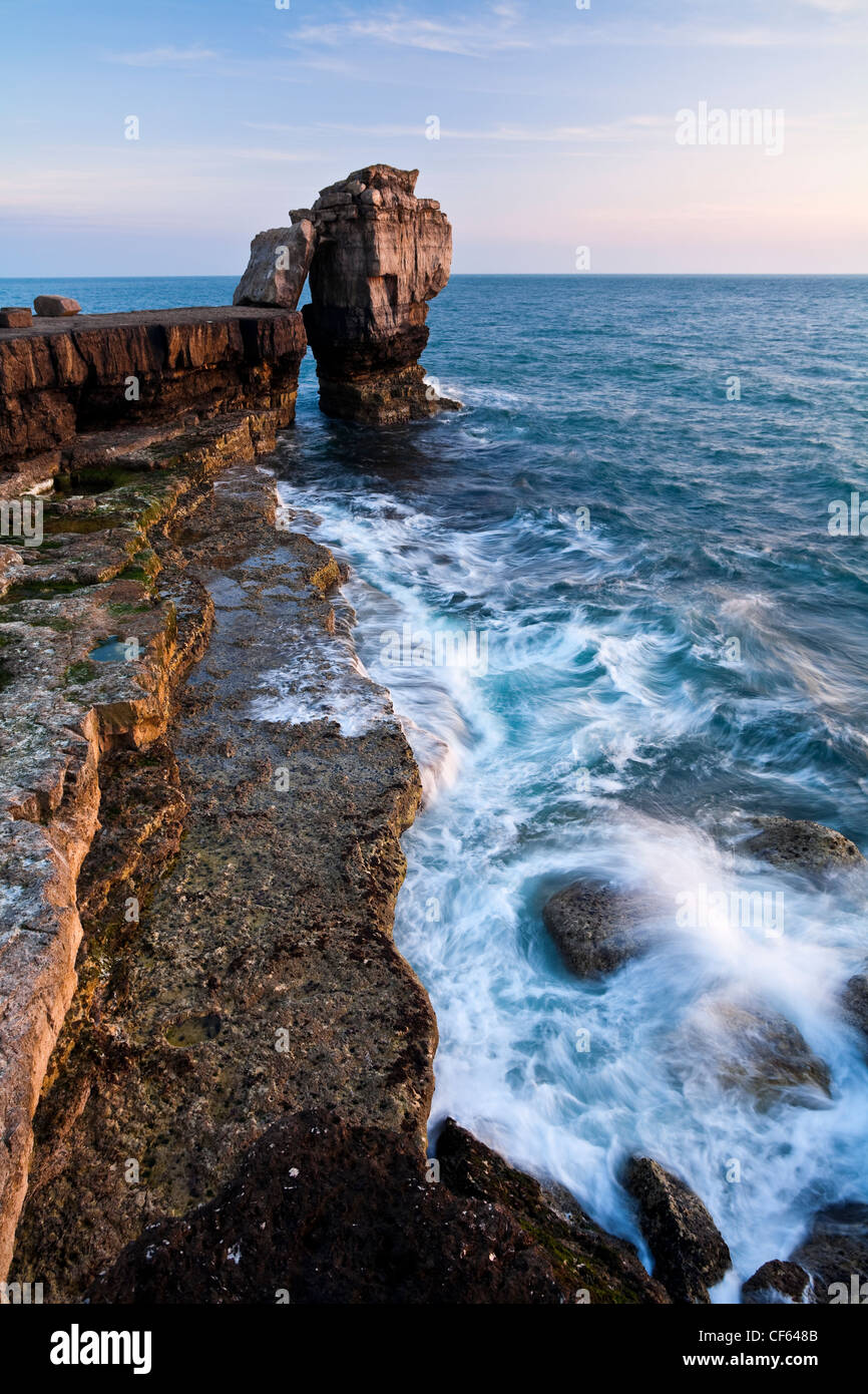 Pulpit Rock on Portland Bill. The rock was left when quarrymen cut away ...