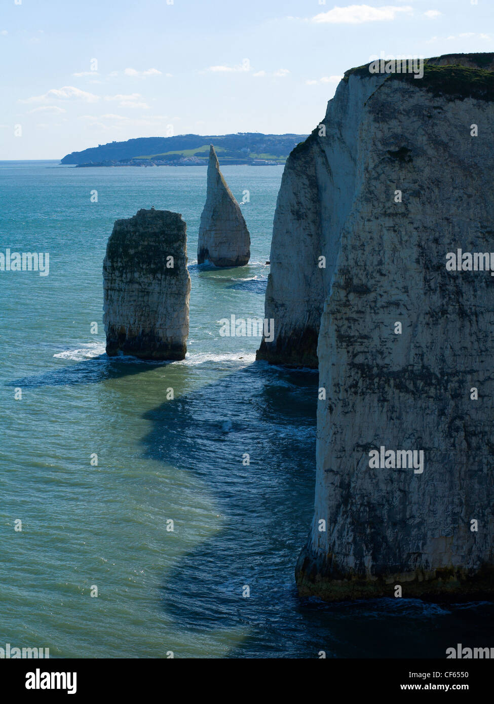 The Pinnacles from Old Harry Rocks. The result of erosion of the chalk ...