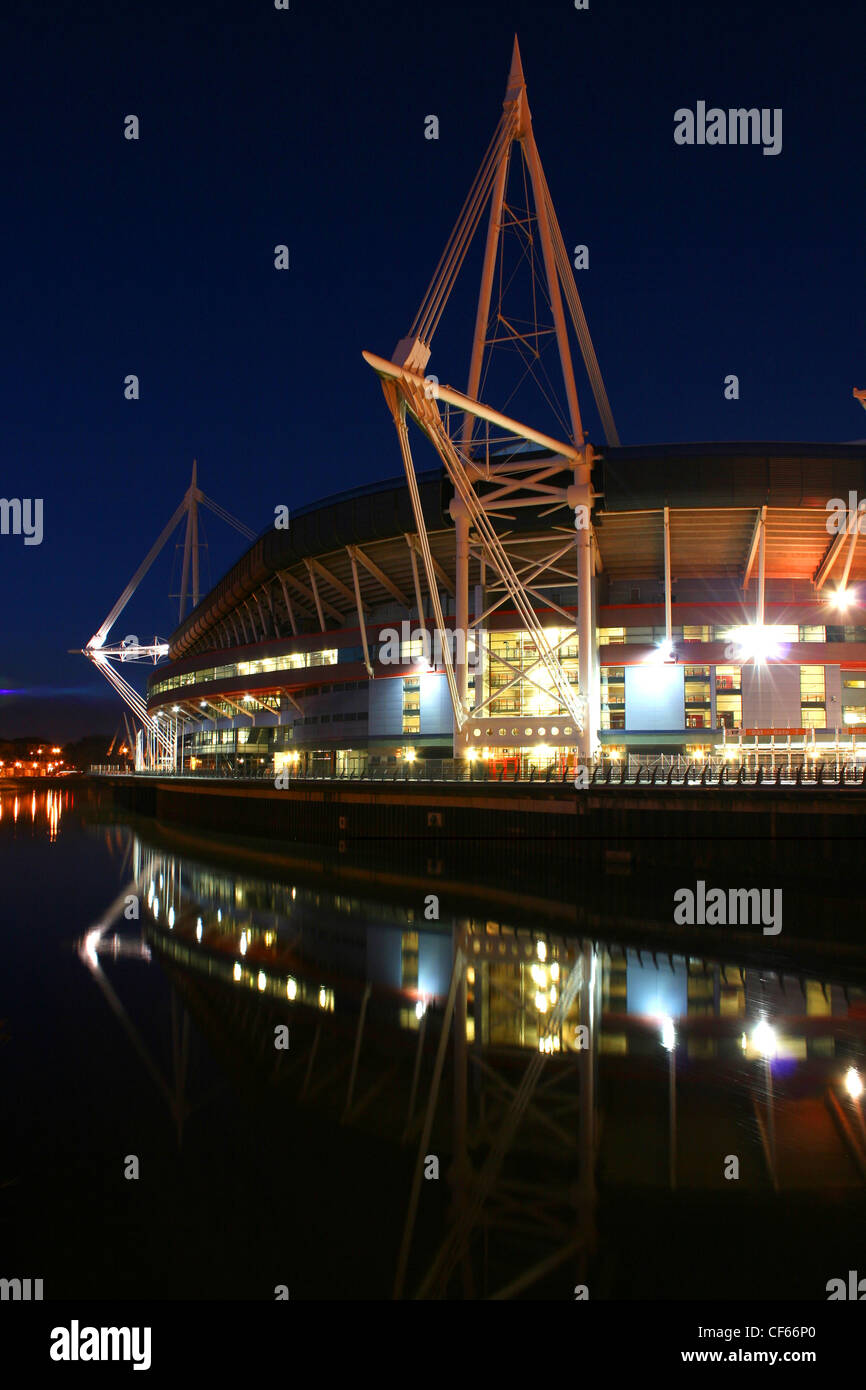 The Millennium Stadium at night Stock Photo - Alamy