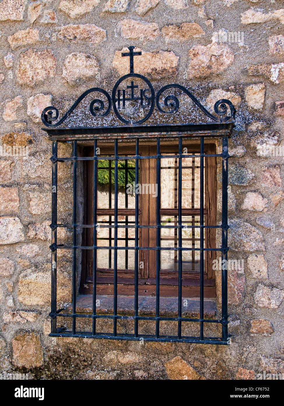 Old window with christian cross in grille Stock Photo - Alamy