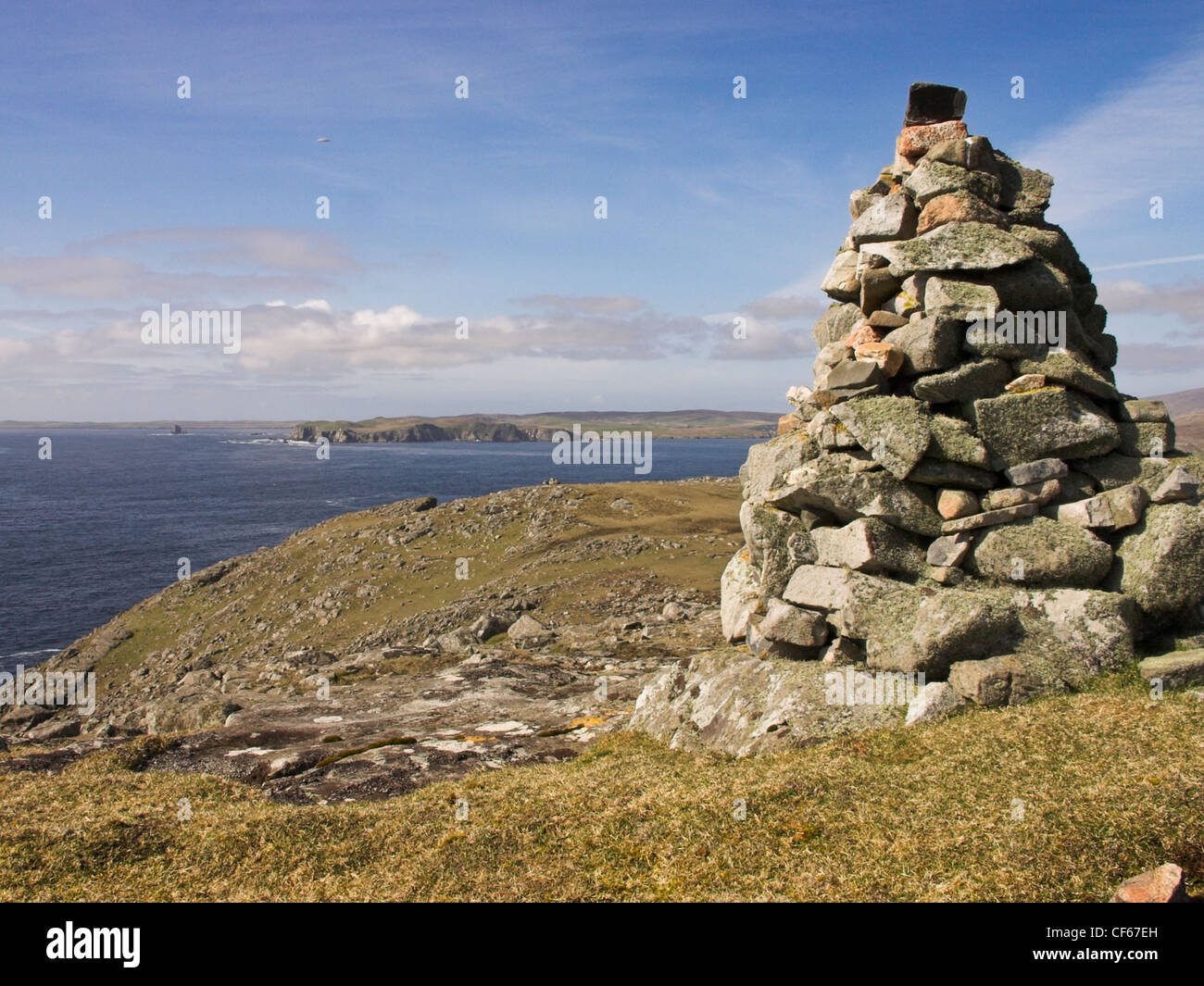 Triangulation point at Nibon on Shetland Stock Photo - Alamy