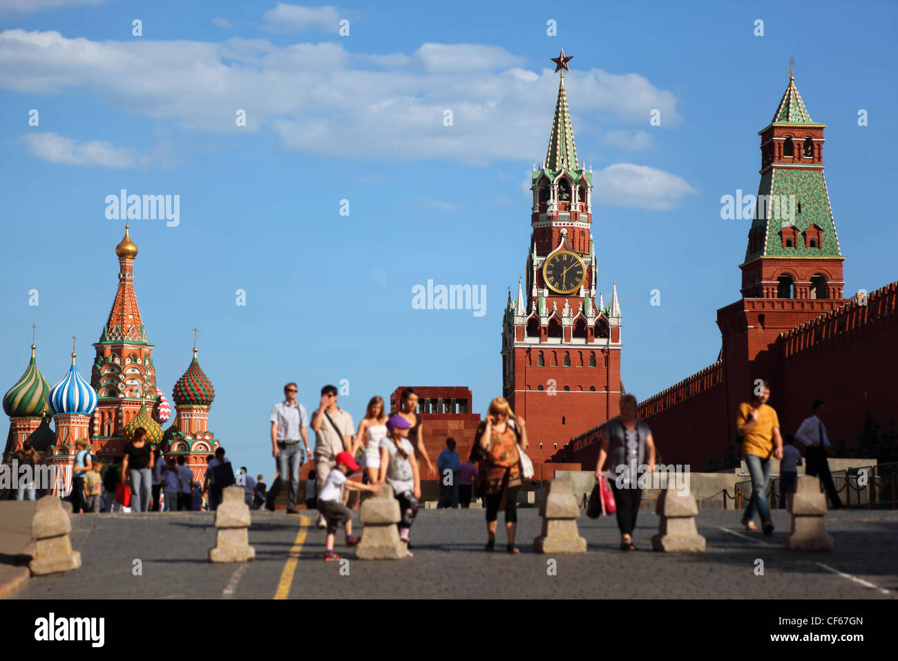 View of St. Basil the Blessed Cathedral and Kremlin's Spasskaya tower ...