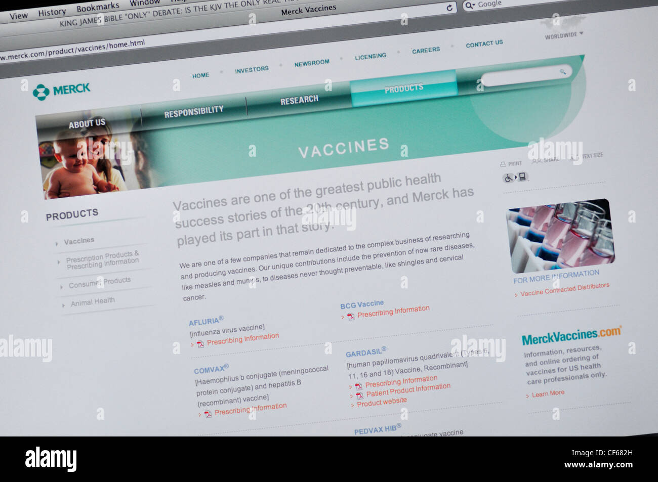 Merck website - vaccines Stock Photo - Alamy