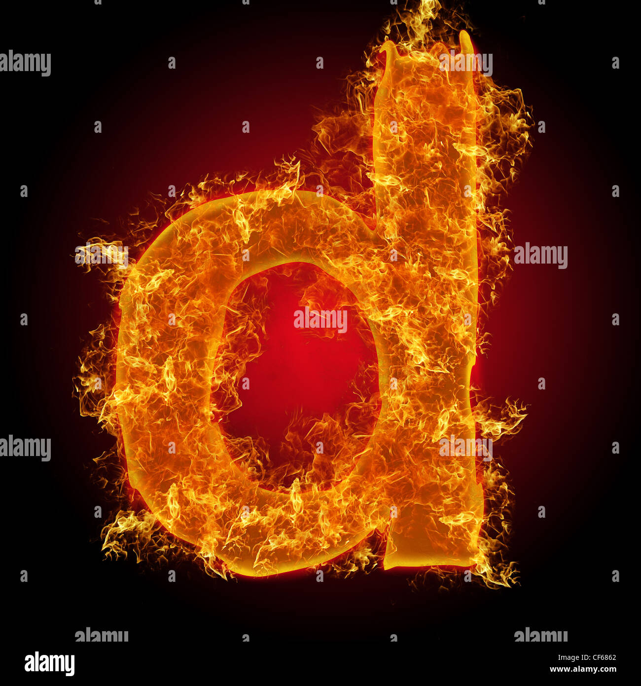 Fire small letter D on a black background Stock Photo - Alamy