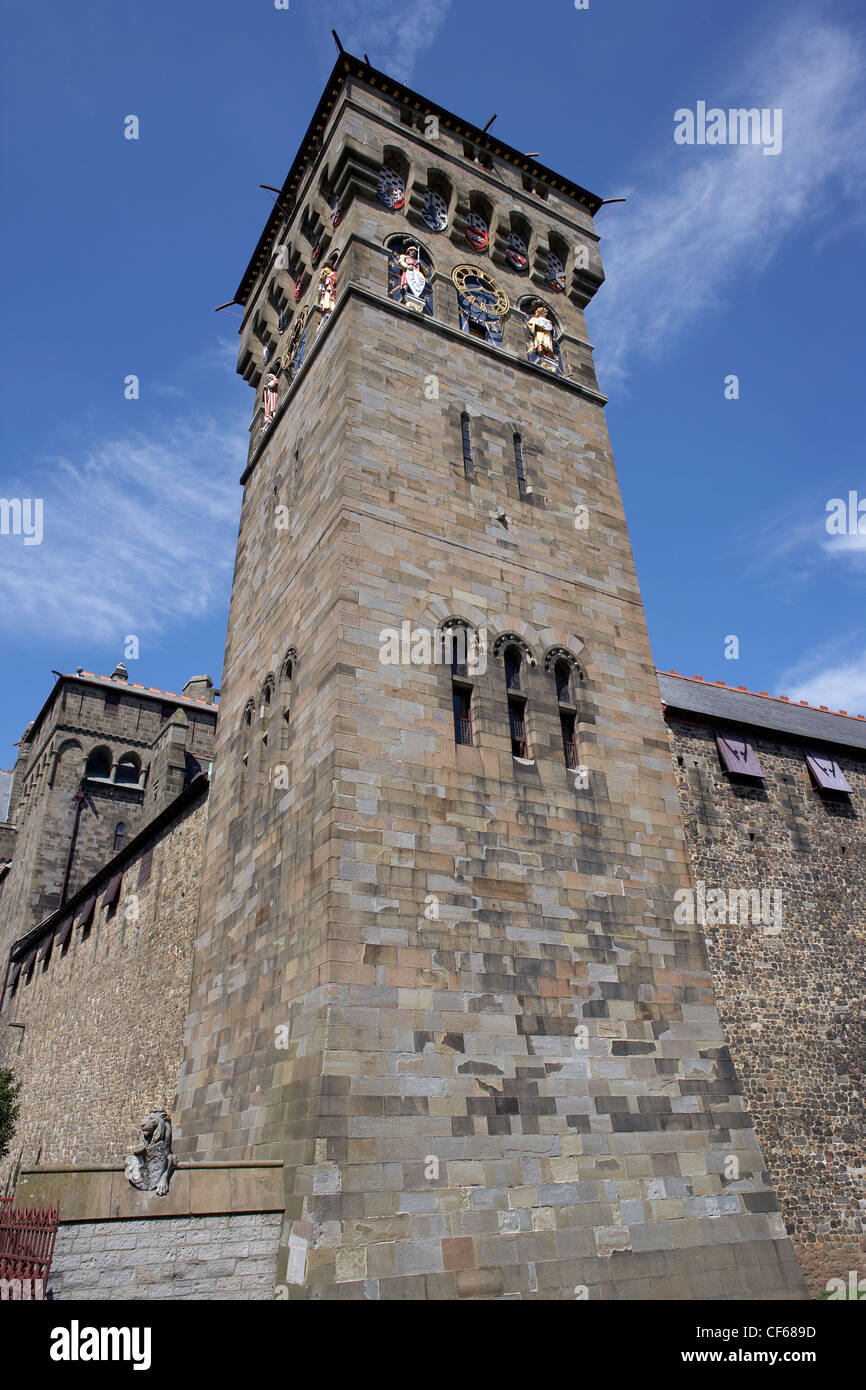 The Clock Tower of Cardiff Castle. The castle is a blend of Roman fort, medieval castle and ...