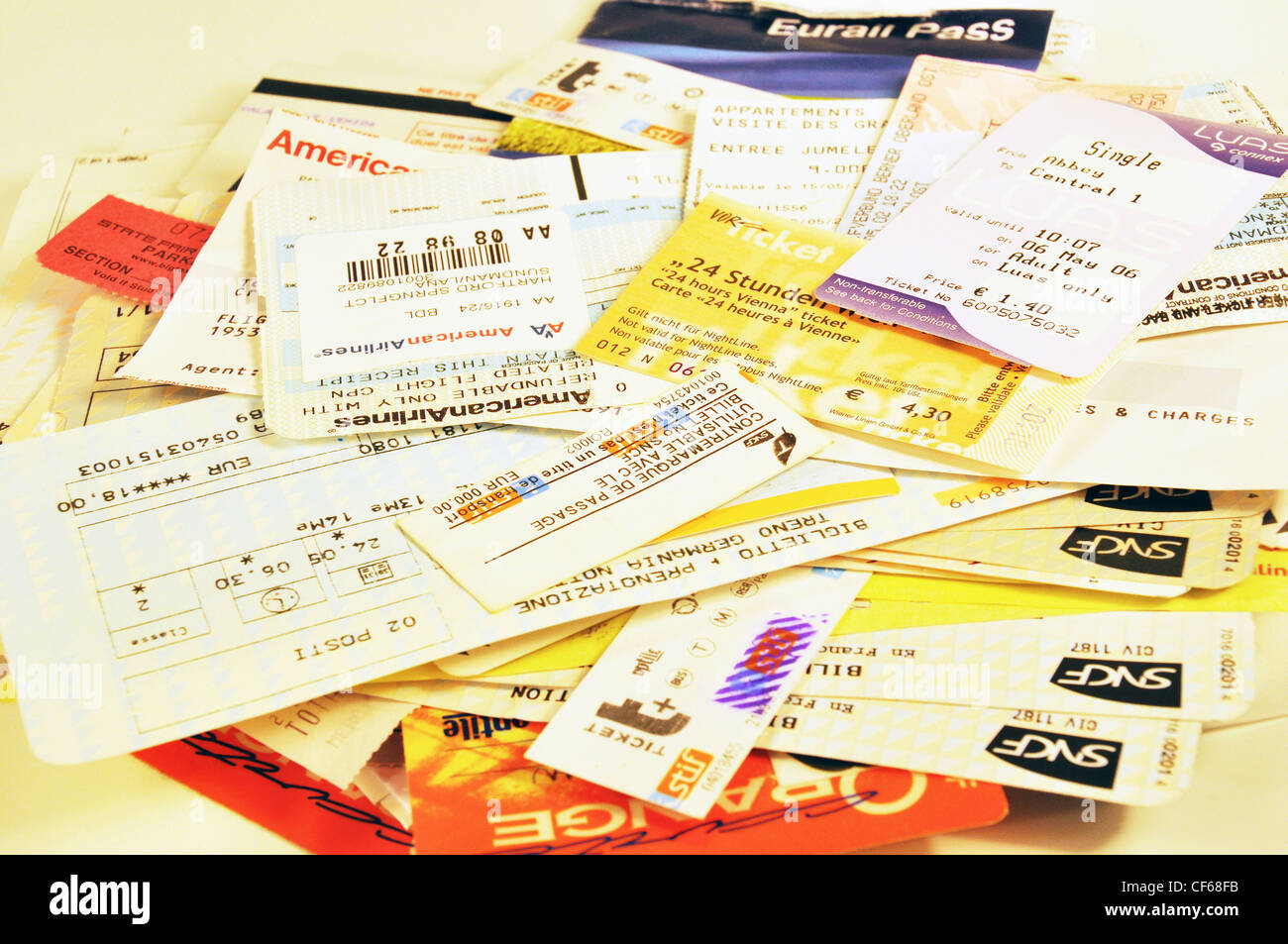 Collection of tickets from European trip: transportation, museums, etc ...
