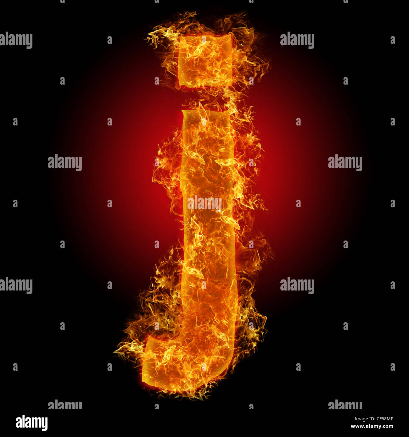 Fire small letter J on a black background Stock Photo - Alamy