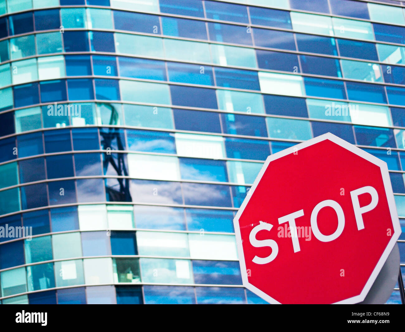 A stop sign at the Lowry Centre in Manchester Stock Photo - Alamy