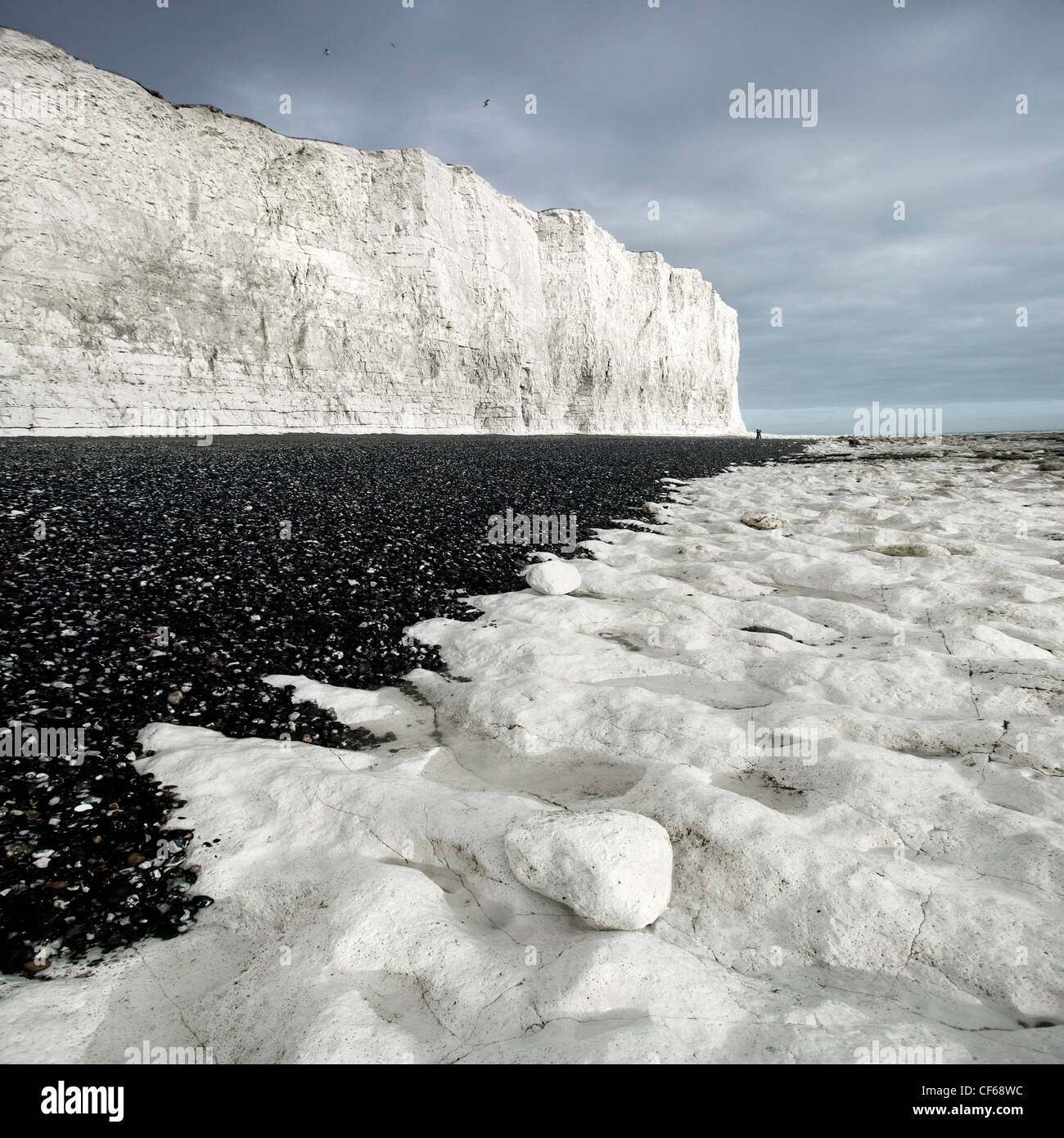 View toward the chalk cliffs at Birling Gap. Coastal erosion has ...