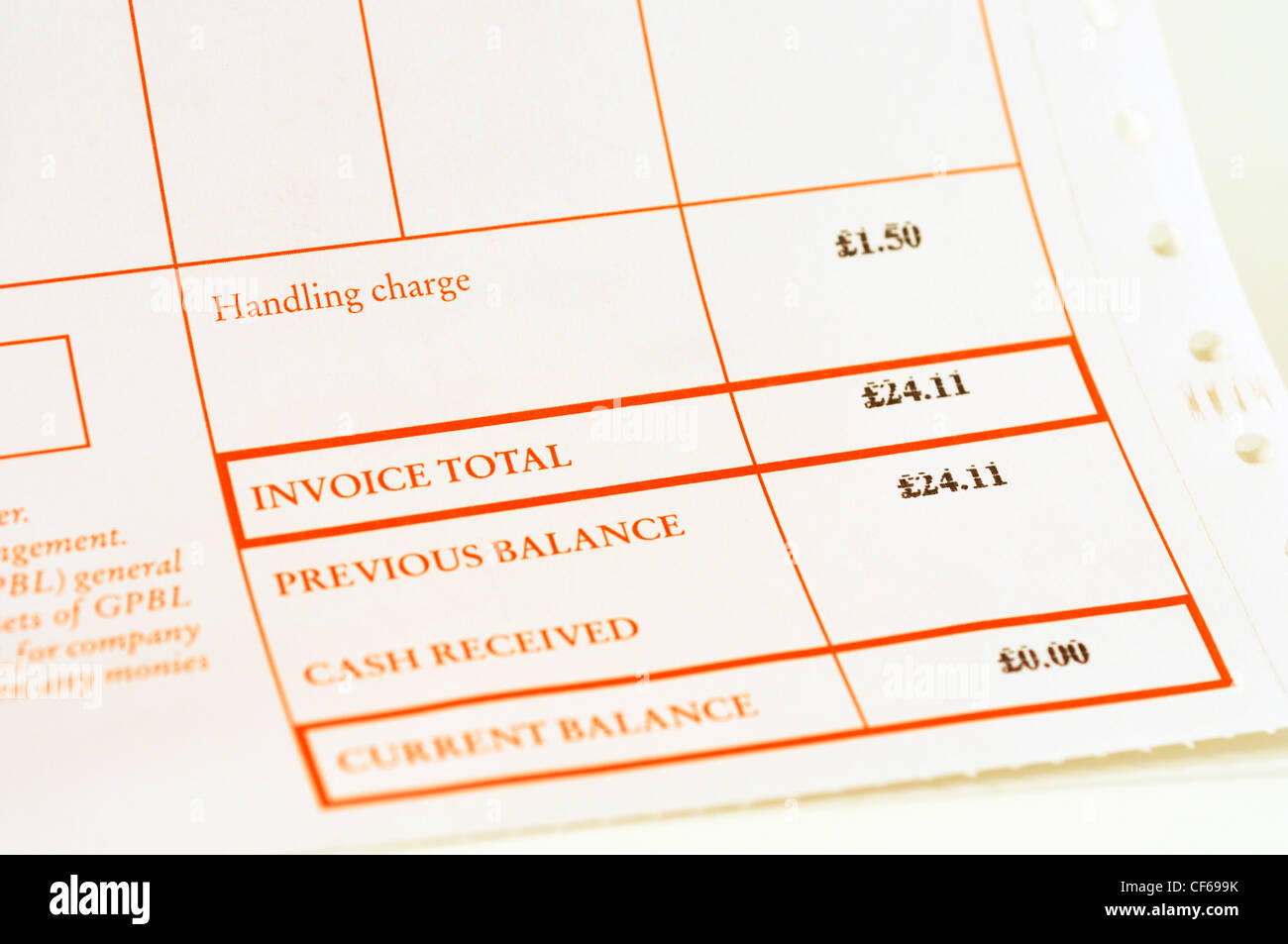 British invoice hi-res stock photography and images - Alamy