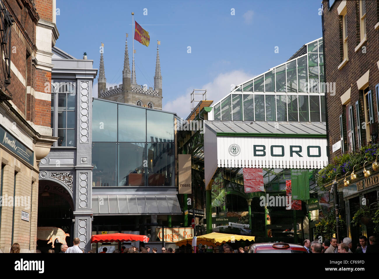 A view of Borough Market and the city skyline Stock Photo - Alamy