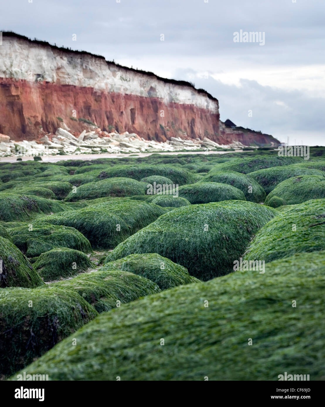 A view over rocks to the cliffs at Hunstanton. Once described as 'the ...