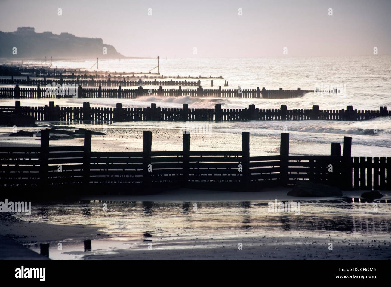 A view across groynes towards Mundesley from Bacton. Mundesley has what ...