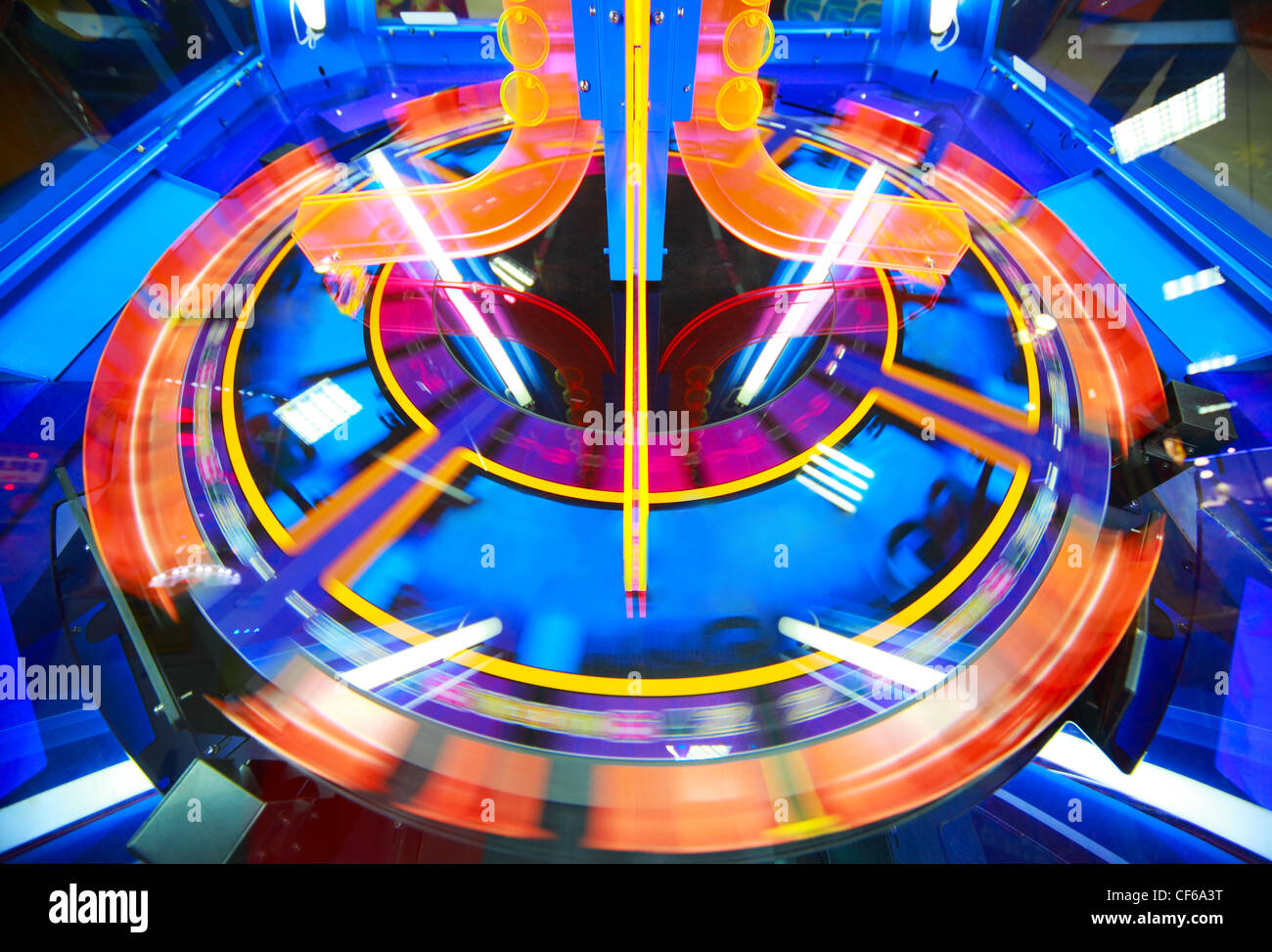 Close-up view of fast spinning yellow-blue electronic roulette Stock ...