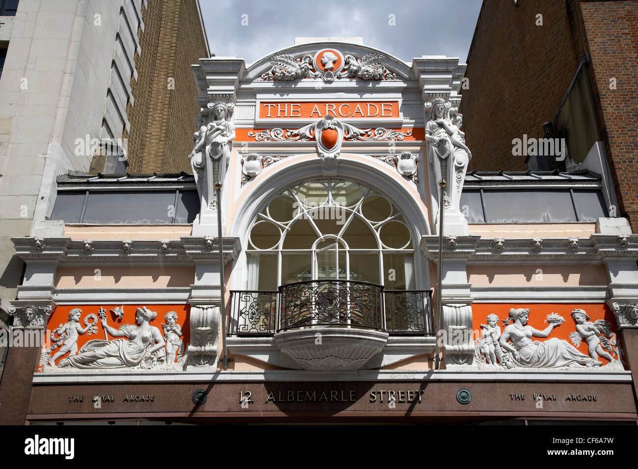 The facade of the Royal Arcade Stock Photo - Alamy