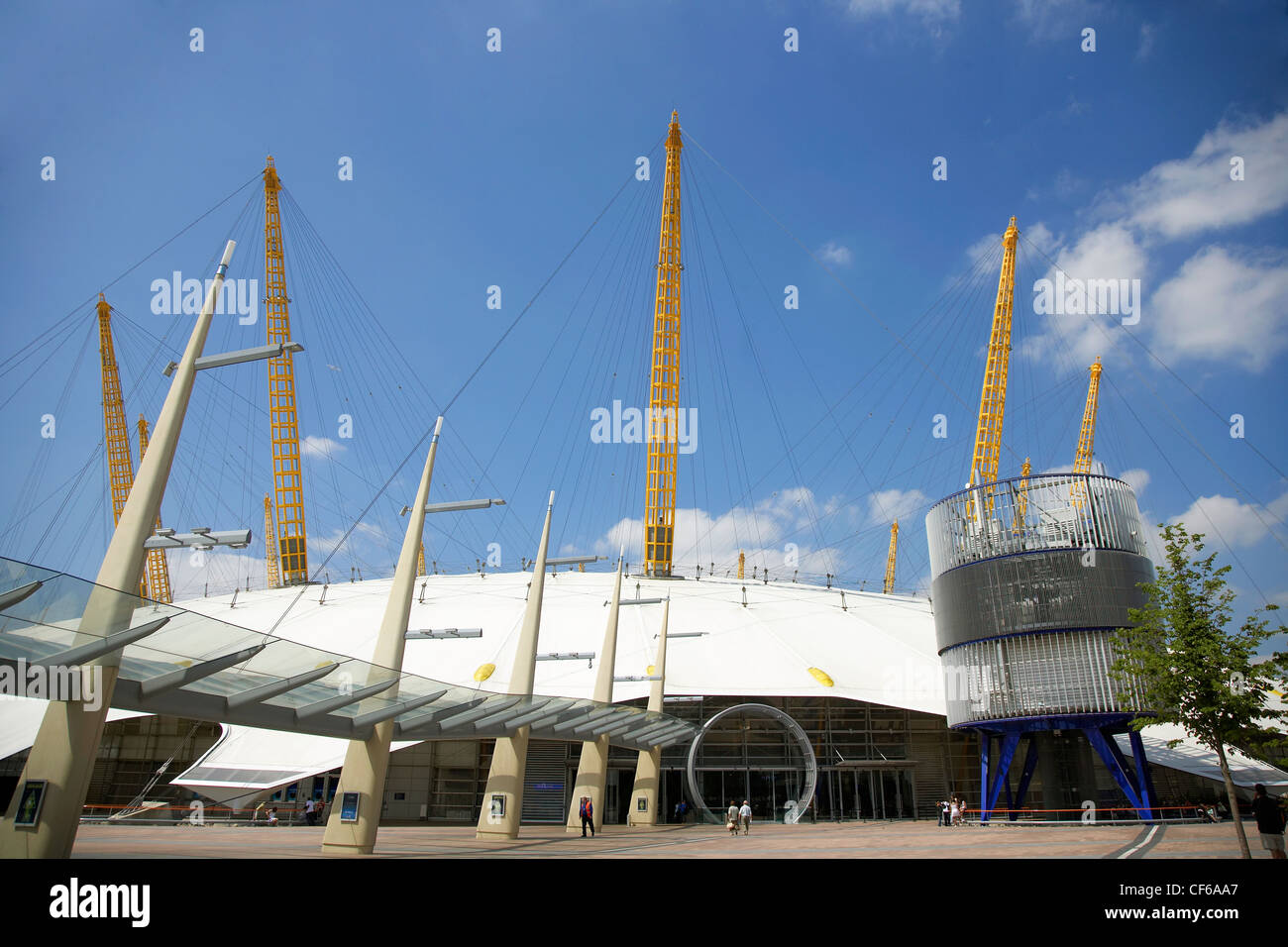 Exterior view of the front entrance to the O2 arena in Greenwich Stock ...