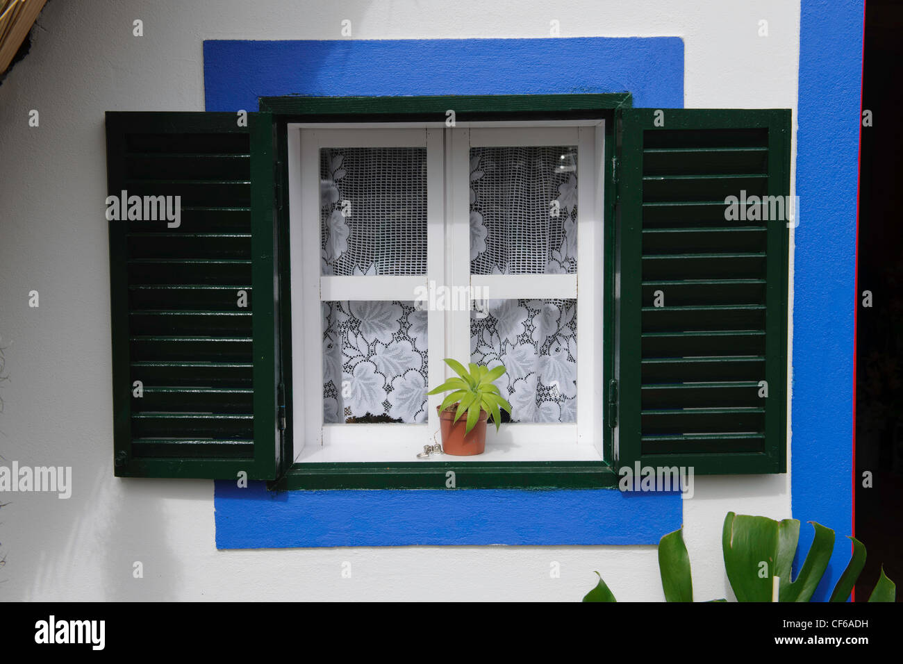Window of a traditional A-frame cottage Santana Madeira Stock Photo - Alamy
