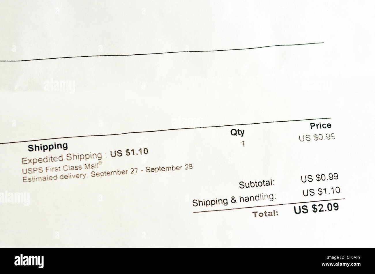 Invoice in US dollars Stock Photo - Alamy