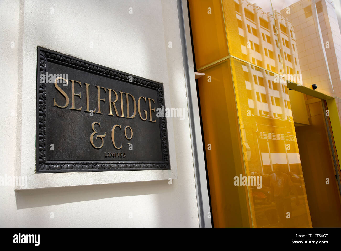 An exterior view of the Selfridges and Co department store sign in ...