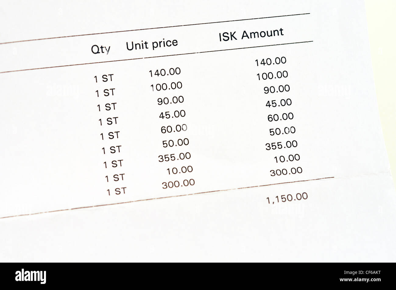 Iceland receipt hi-res stock photography and images - Alamy