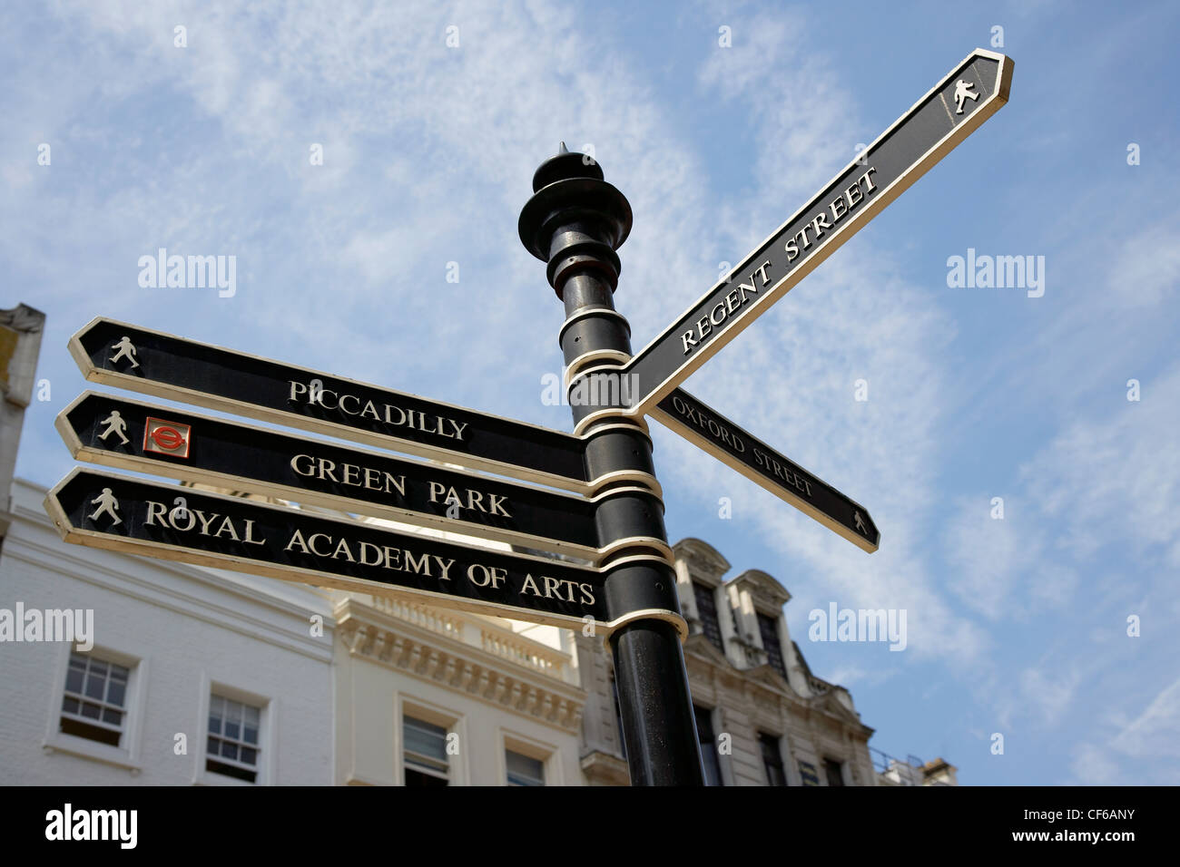 A street sign with directions at New Bond Street in London Stock Photo ...
