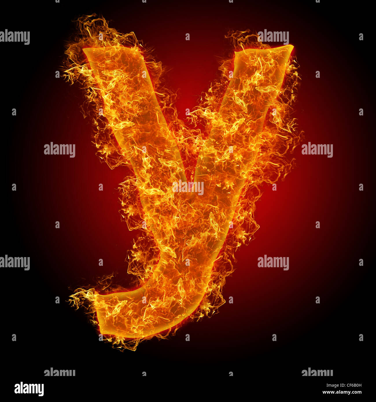 Fire small letter Y on a black background Stock Photo - Alamy