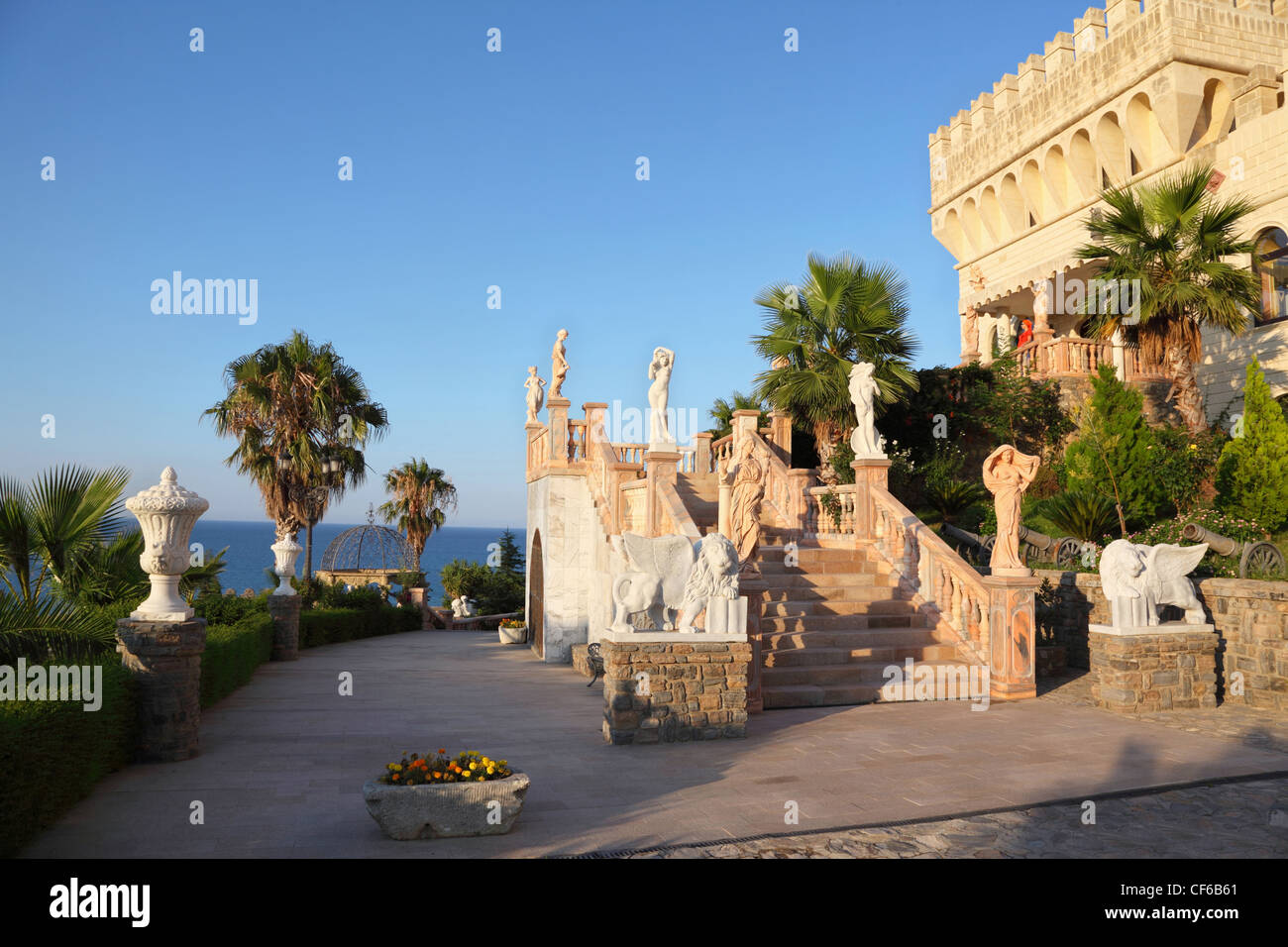 Wide stair is decorated statues goddesses zoons anchorwoman palace ...