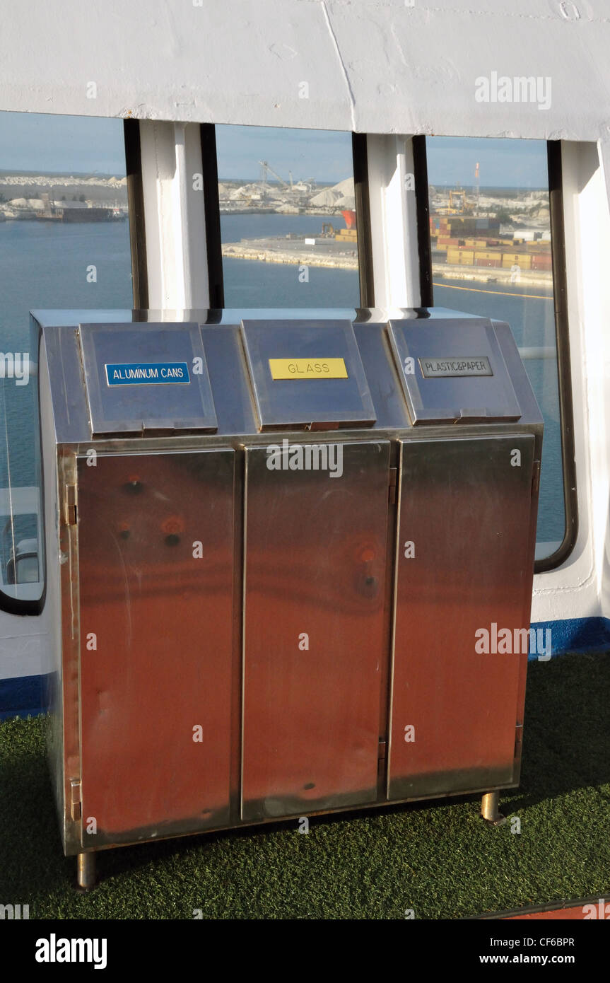 Cruise ship garbage containers Stock Photo - Alamy